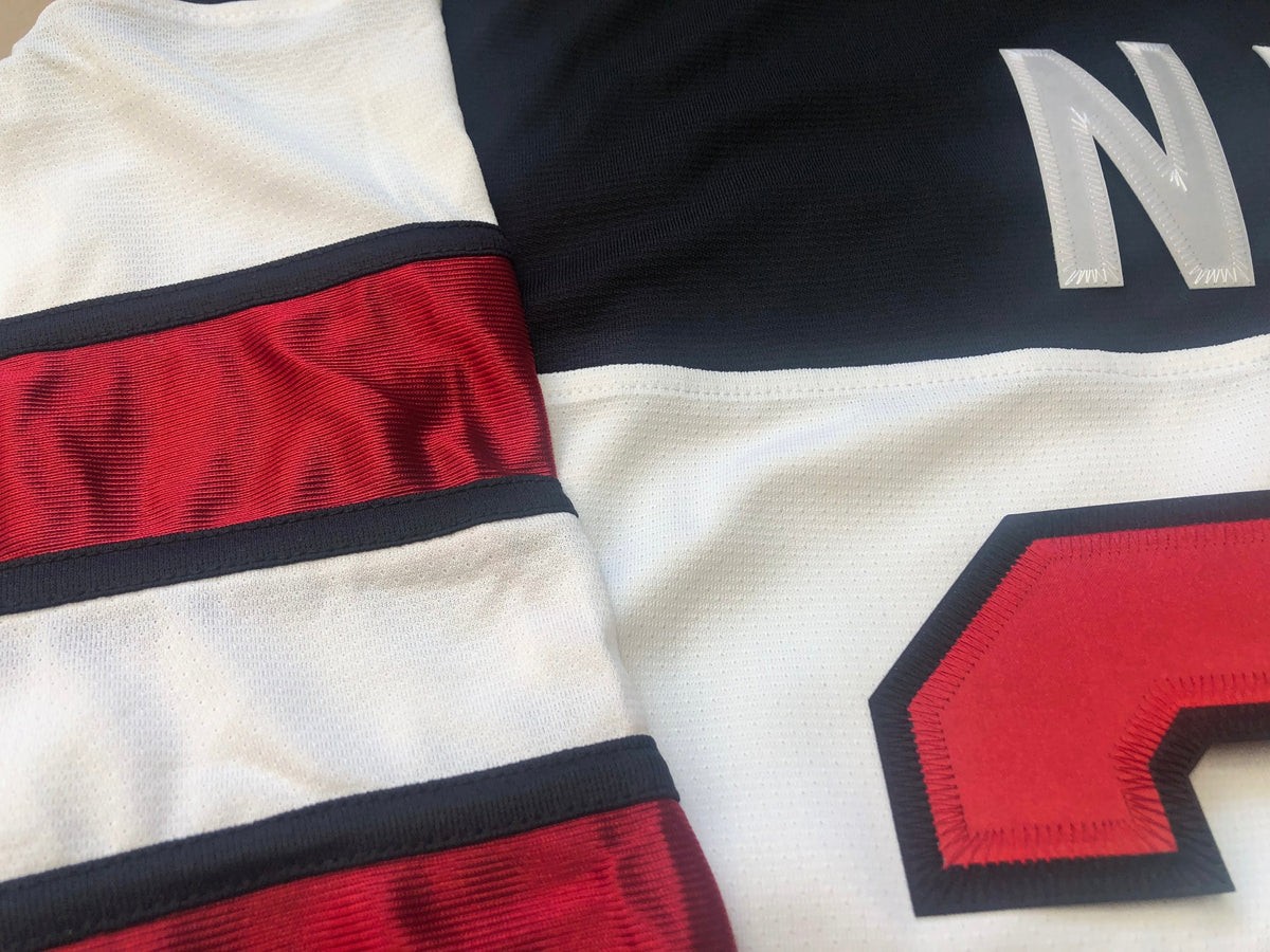 Custom Hockey Jerseys with a Detroit Devils Embroidered Twill Logo ...