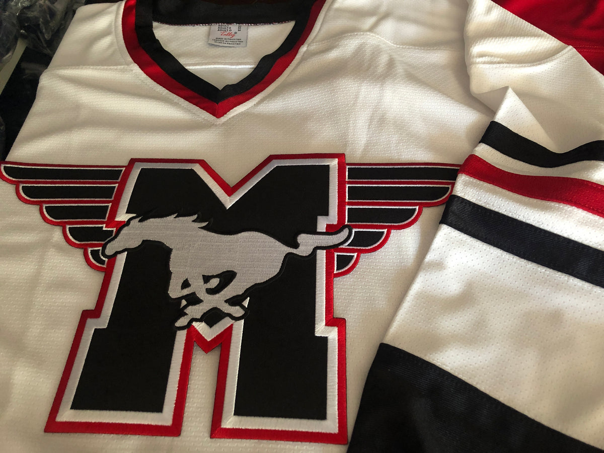 Custom Hockey Jerseys with the Mustangs Twill Logo – Tally Hockey Jerseys